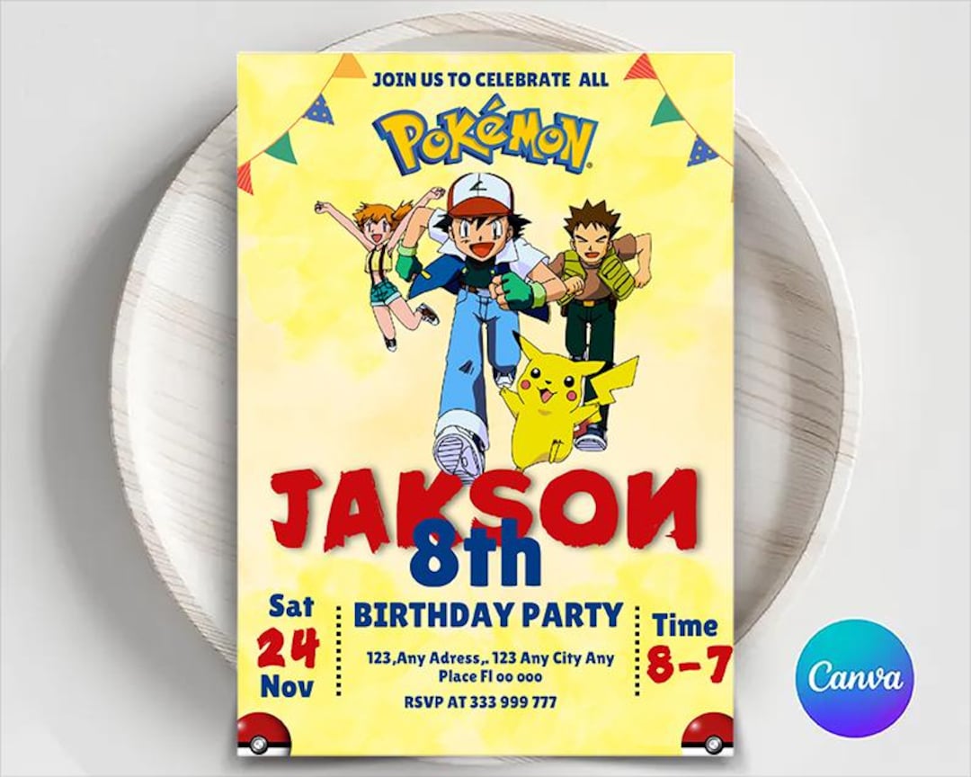 Editable Pokemon Birthday Invitation | Pokemon Pikachu Birthday Party ...