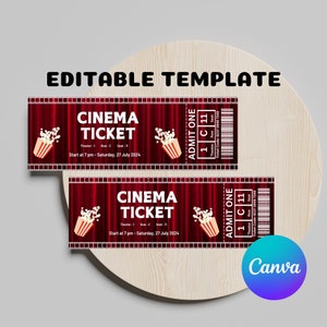 Movie Night Ticket,movie Ticket,movie Invitation,surprise Movie Night,ticket Template,editable ...
