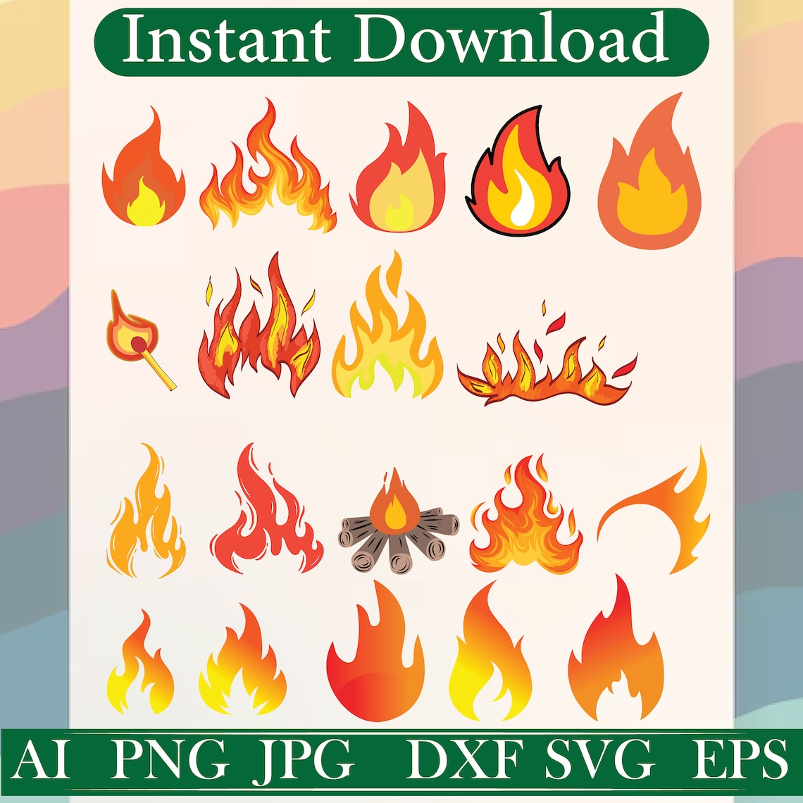 Fire Svg Bundle \ Fire Cut File \ Fire Flame SVG \ Fire Svg \ Flames ...