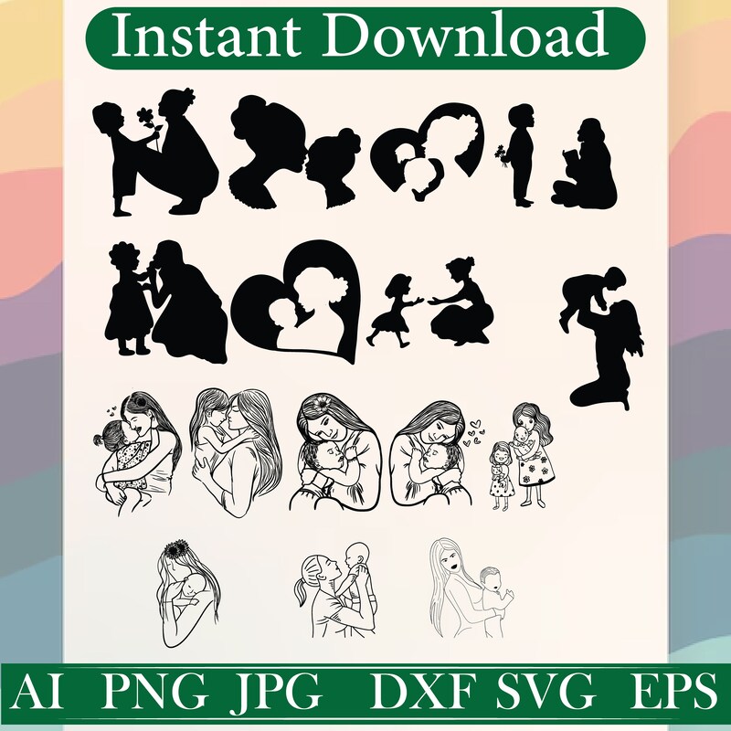 Mother and Child Svg - Etsy