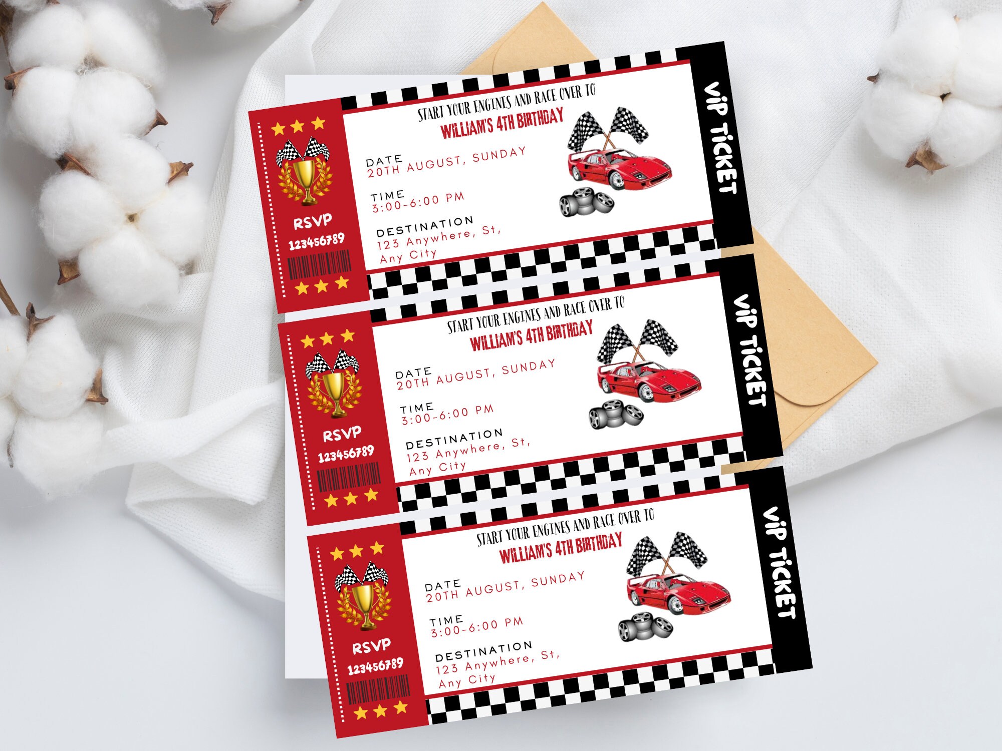 Editable Racing Car Birthday Invitation Template Printable Badges Car ...
