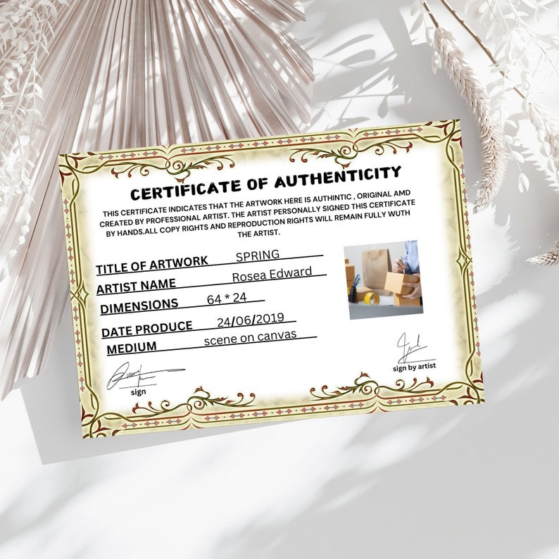 Editable Certificate of Authenticity Template: Artist COA Canva ...