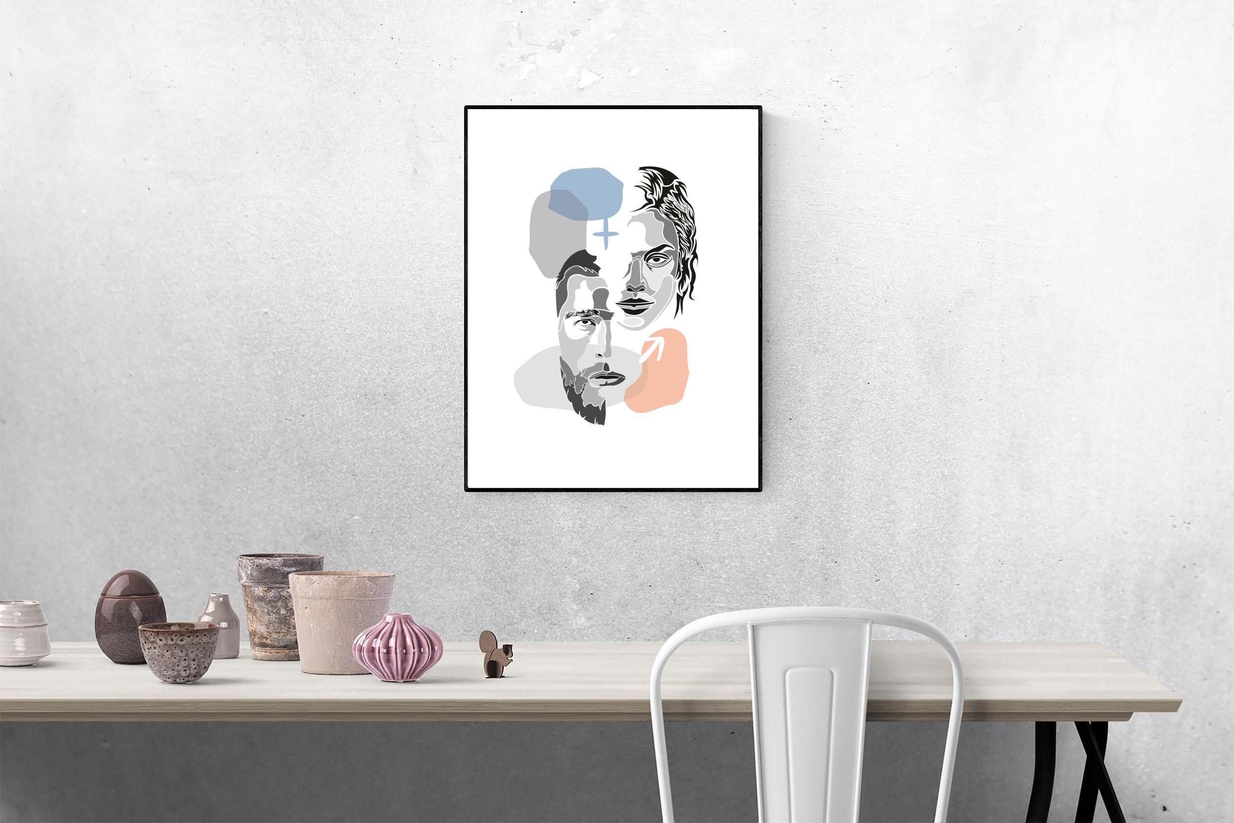 Human Faces Art for Print, Human Art, Face Art, Faces Wall Art ...