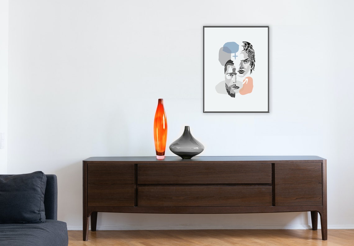 Human Faces Art for Print, Human Art, Face Art, Faces Wall Art ...