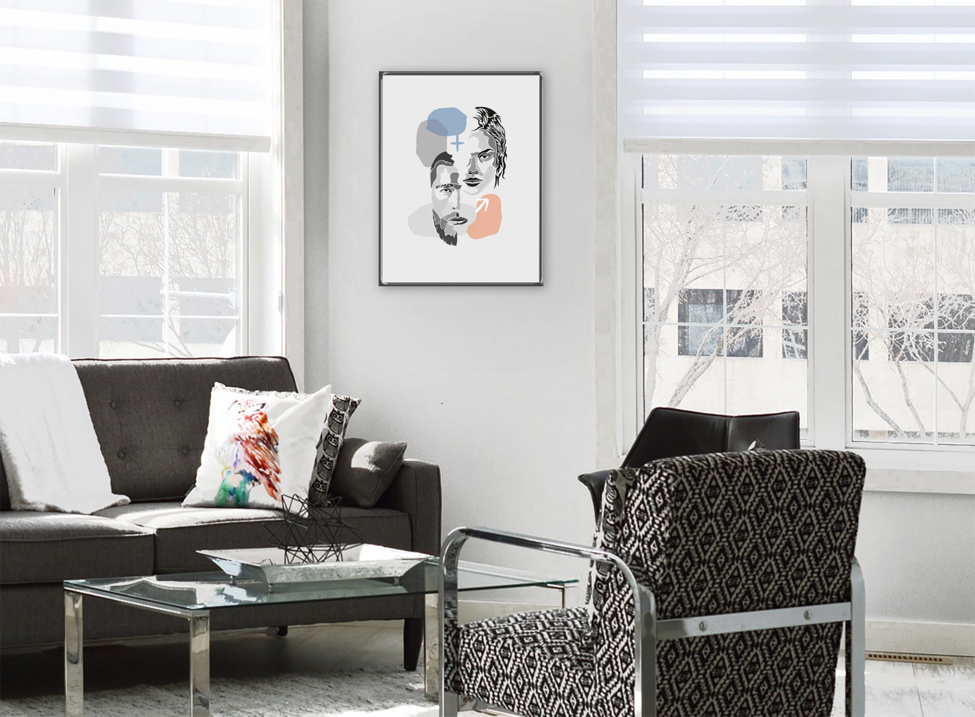 Human Faces Art for Print, Human Art, Face Art, Faces Wall Art ...