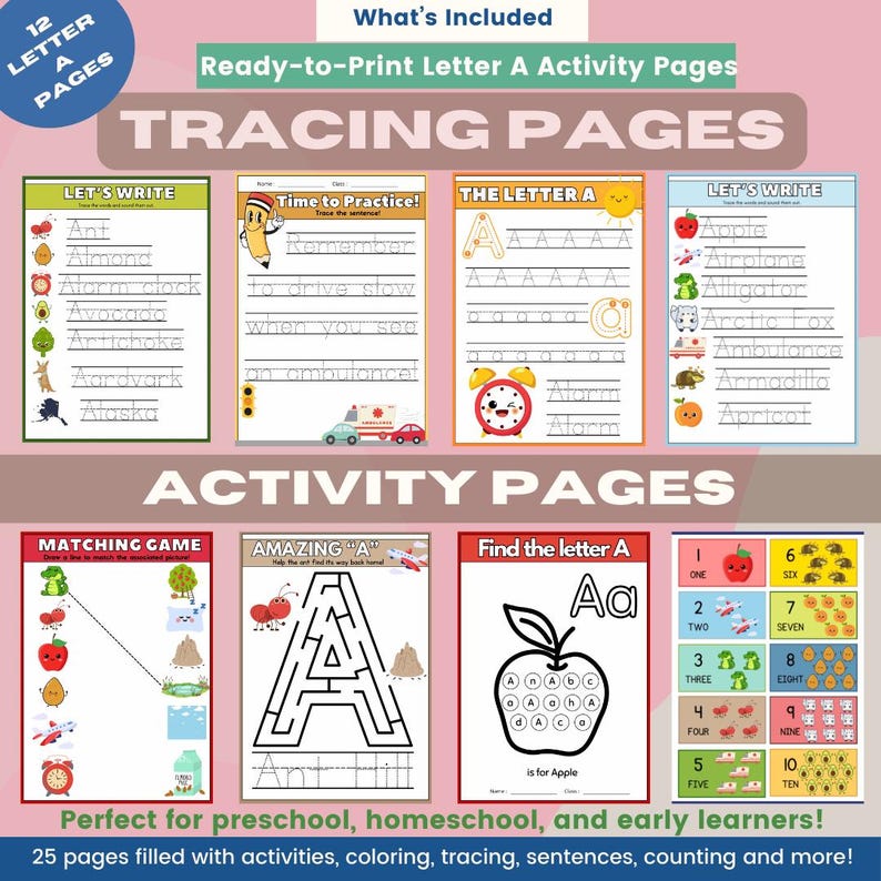 Alphabet Activity Pack | Letter A and B Worksheets | Preschool ...