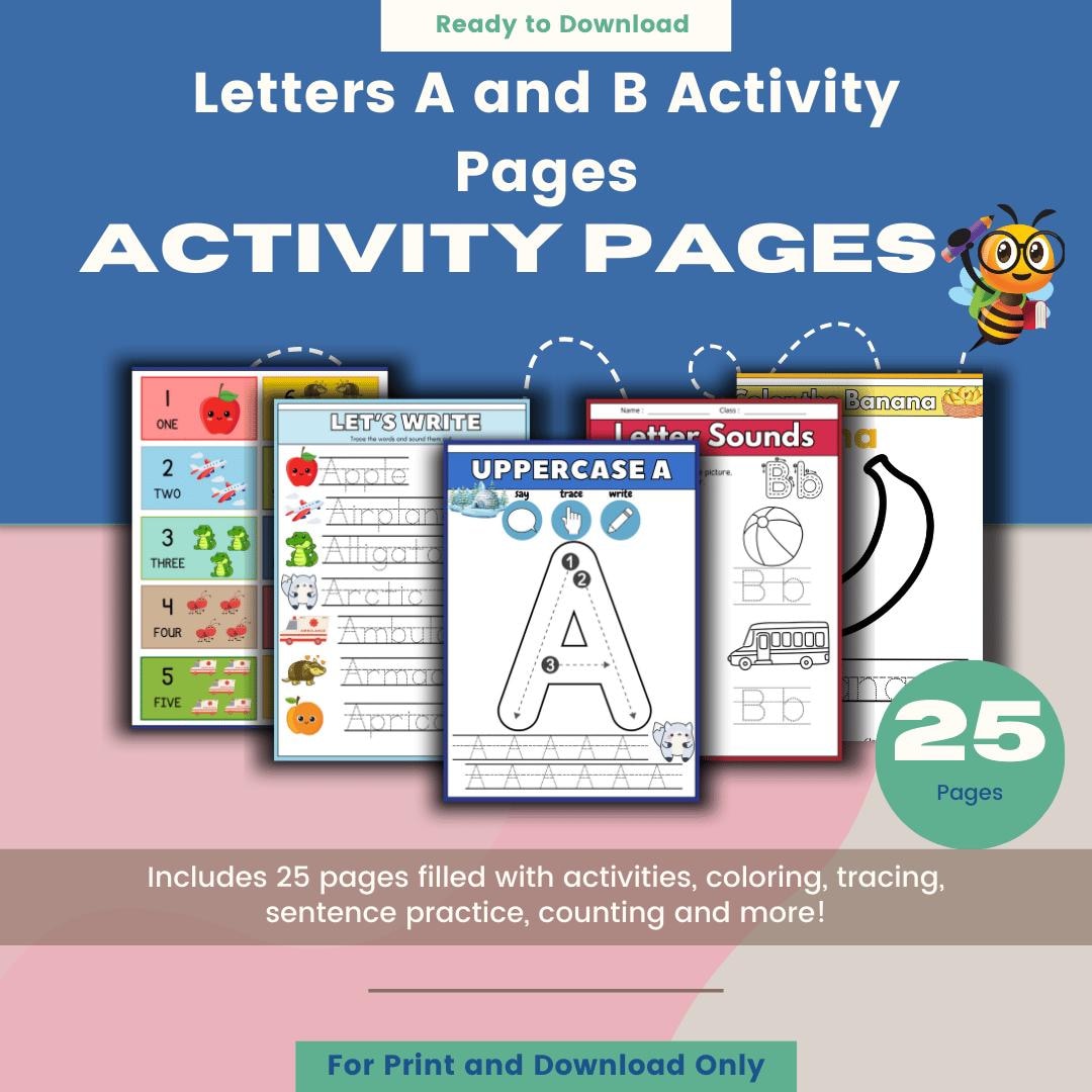 Alphabet Activity Pack | Letter A and B Worksheets | Preschool ...