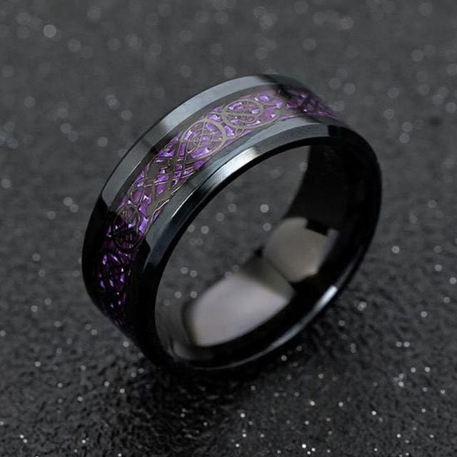 Stainless Steel 8mm Brushed Black Ring With Polished Black - Etsy