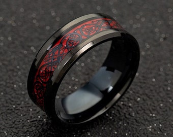 Black and Red Ring - Etsy