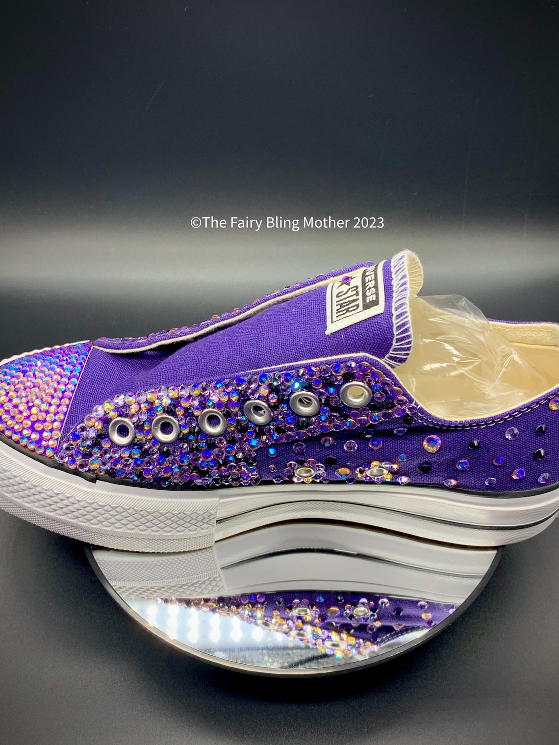 High Quality Crystal Embellished - Purple Converse - Etsy