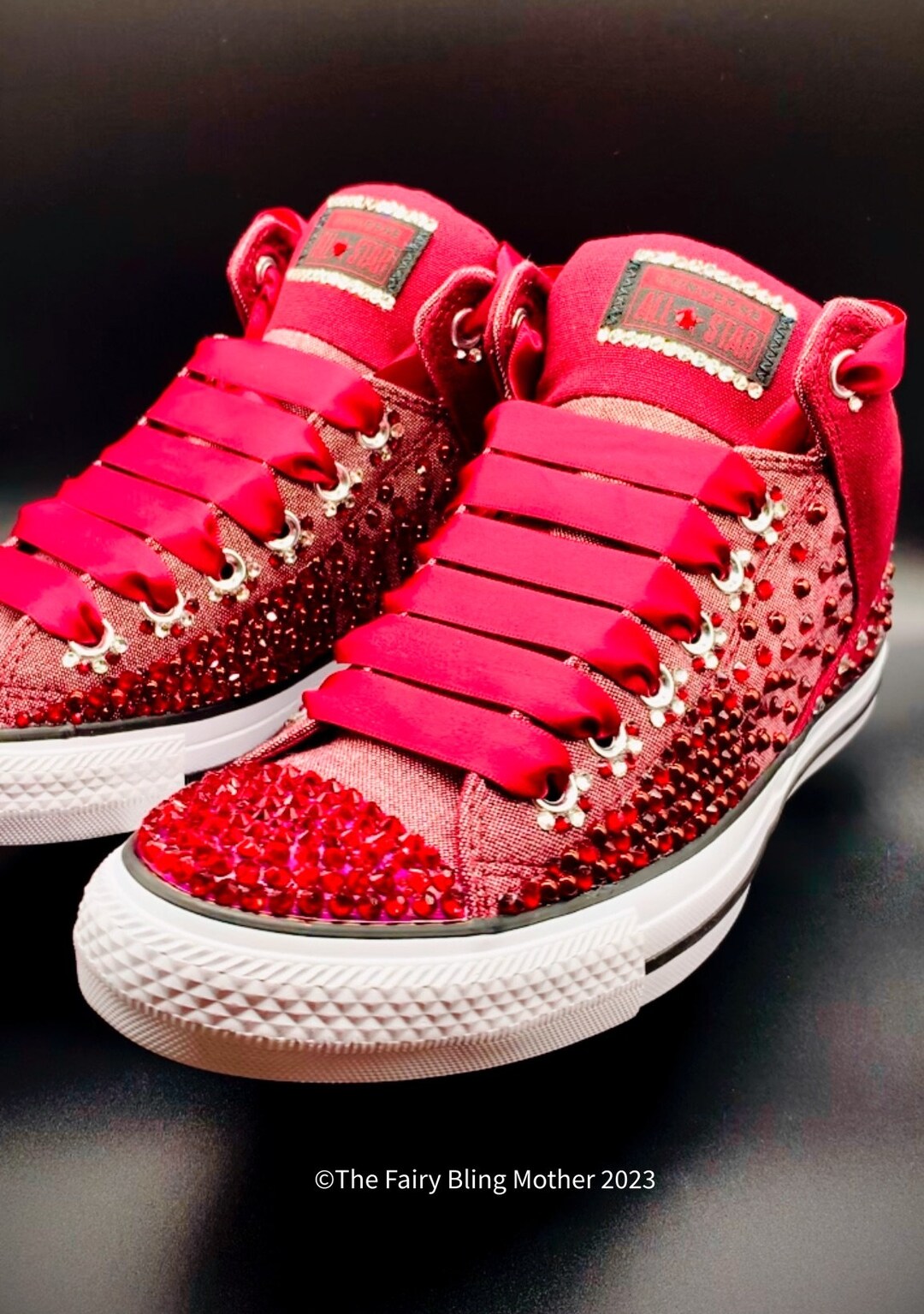 High Quality Crystal Embellished - Wine Converse - Etsy