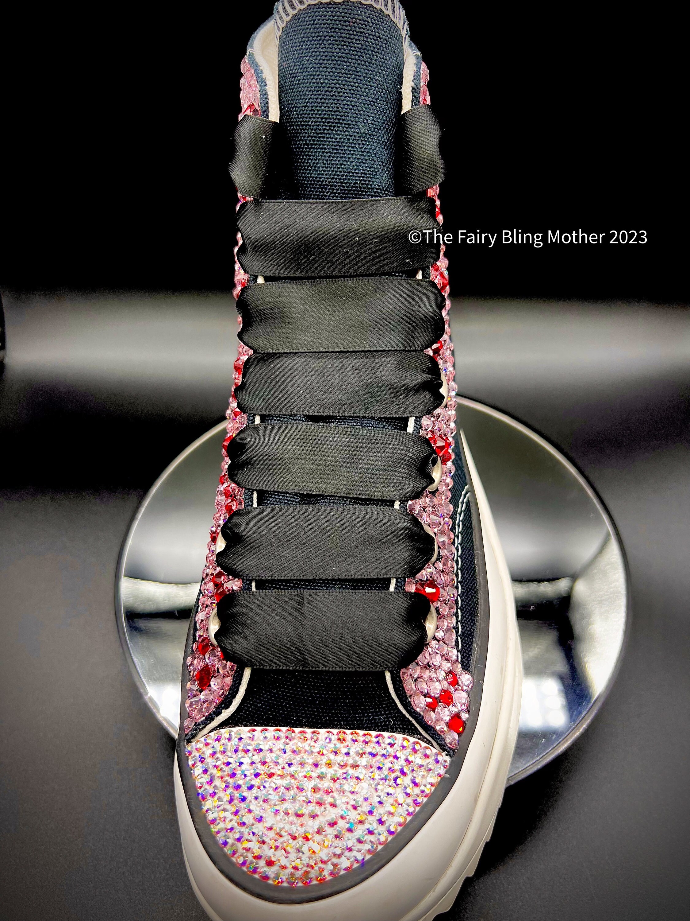 High Quality Crystal Embellished Black and Pink Valentines Day Converse ...