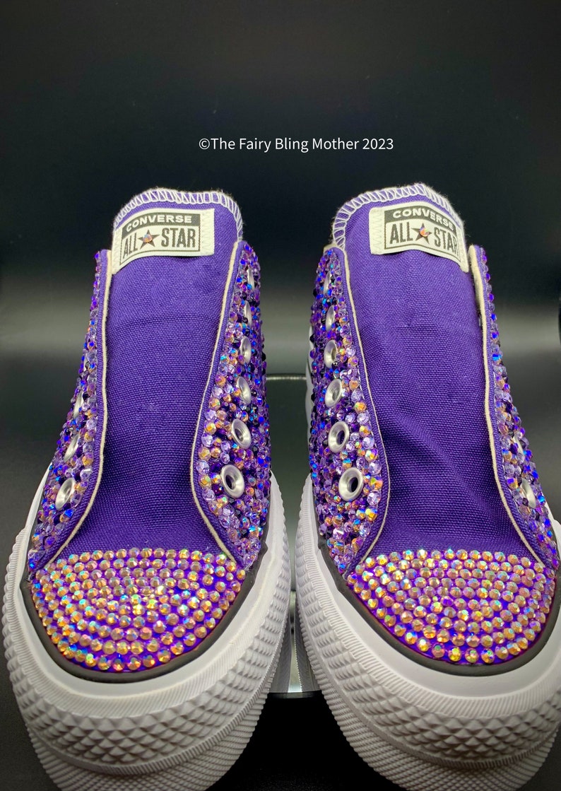 High Quality Crystal Embellished - Purple Converse - Etsy