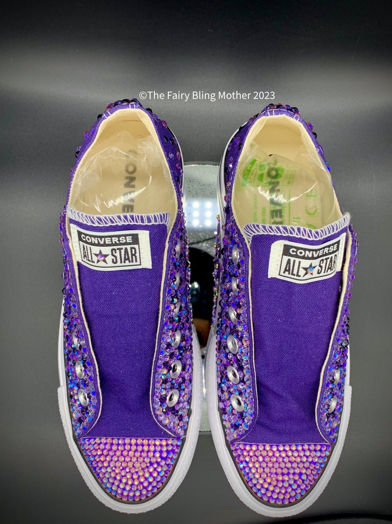 High Quality Crystal Embellished - Purple Converse - Etsy