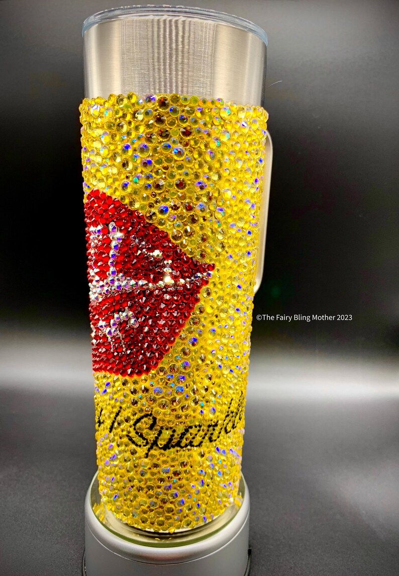 Luxury Crystal Tumbler ( Yellow Sparkle Red Lip Cup ) -customized ...