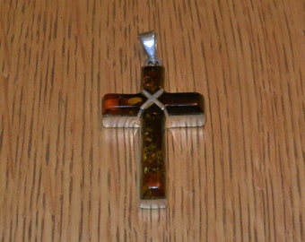 Amber Cross Pendant | Etsy
