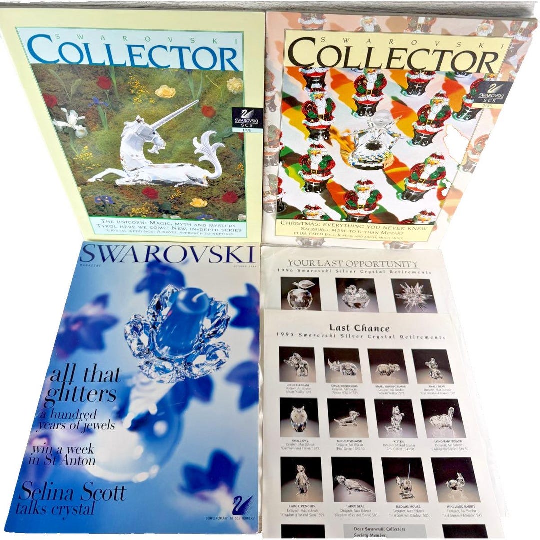 1995 1996 Swarovski Collector Copy Magazines & Discontinued Pages 3 Lot ...