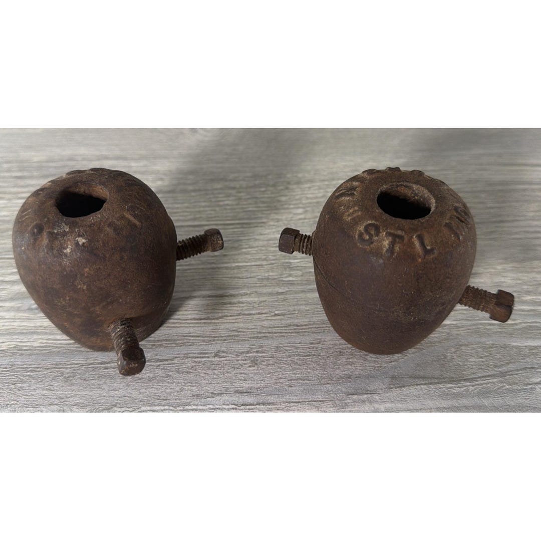 2 Antique Cast Iron Cattle Bull Horn Weights Durbin St. Louis Missouri ...