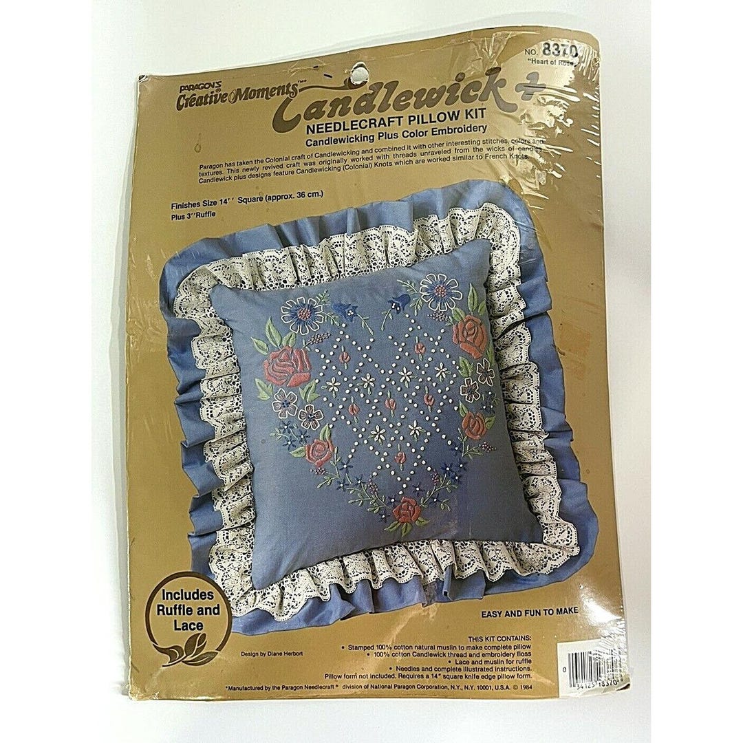 Paragon's Candlewick Needlecraft Kit "heart of Roses" #8370 14" Pillow ...