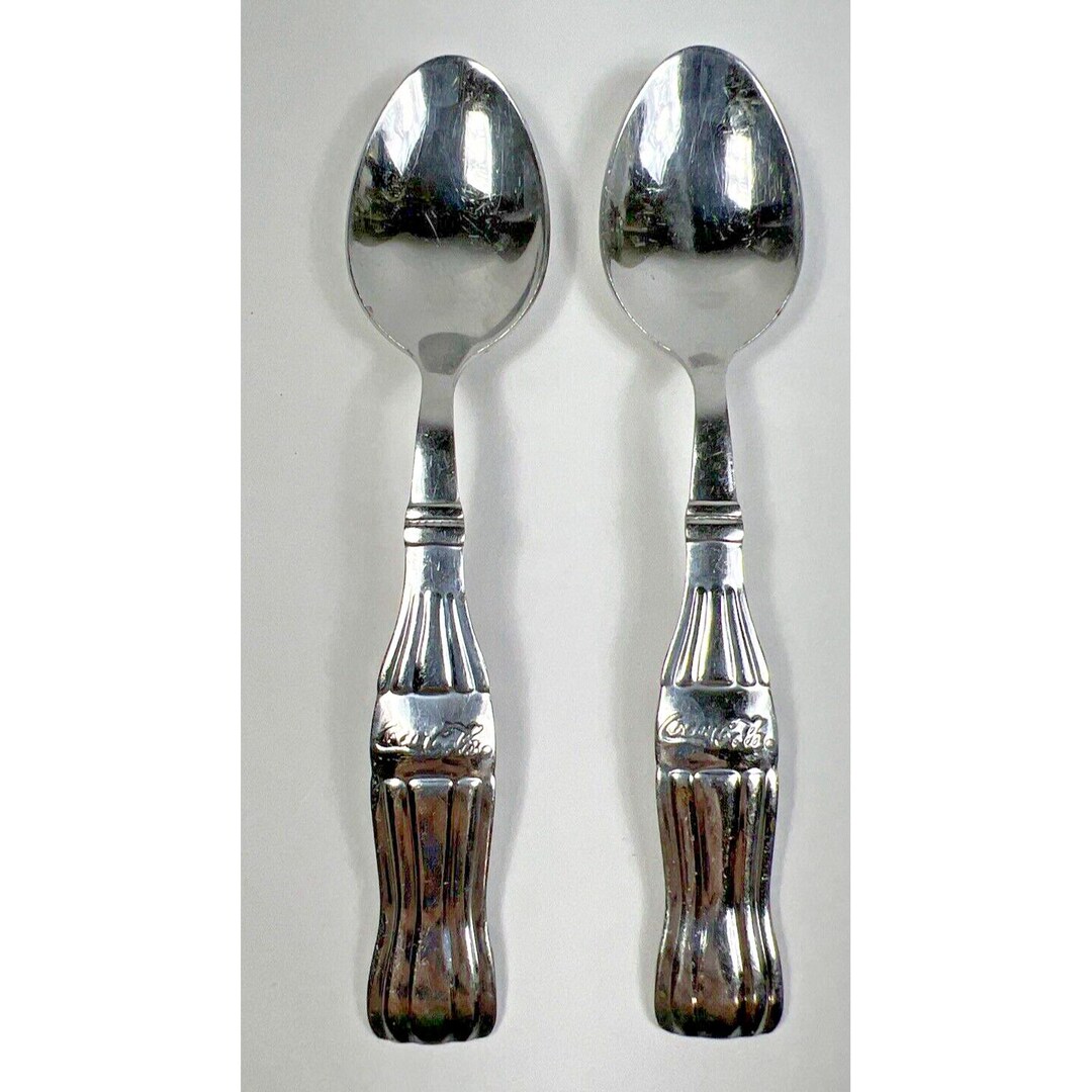 2 Gibson COCA-COLA Stainless Tea Spoons Coke Bottle Handle Flatware ...