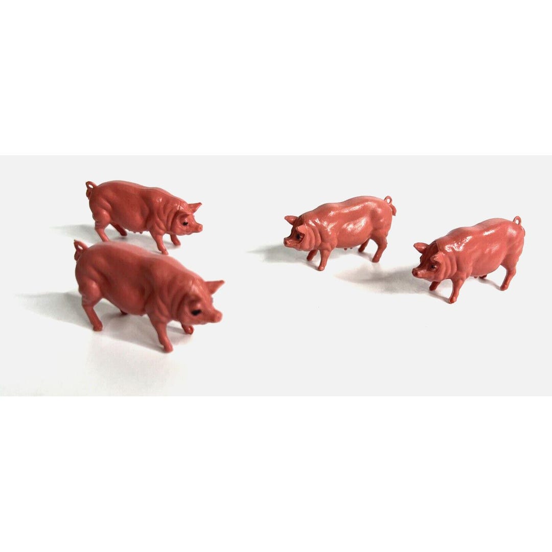 4 Vintage Mamma Toy Pigs Pink Pig 2" Detailed Plastic Hong Kong Farm ...