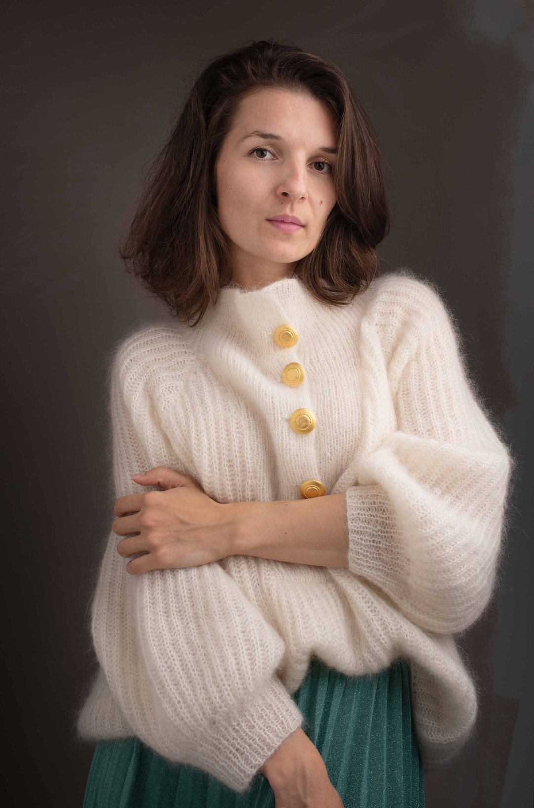 Knit Handmade Mohair Winter Off-white Sweater, Mohair & Silk Sweater ...