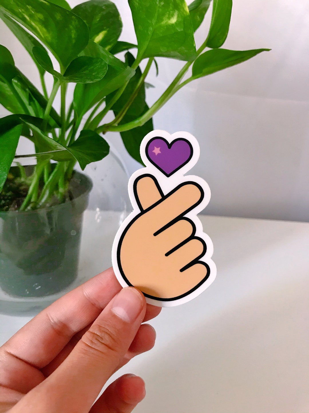 Hand Heart Sticker - Etsy