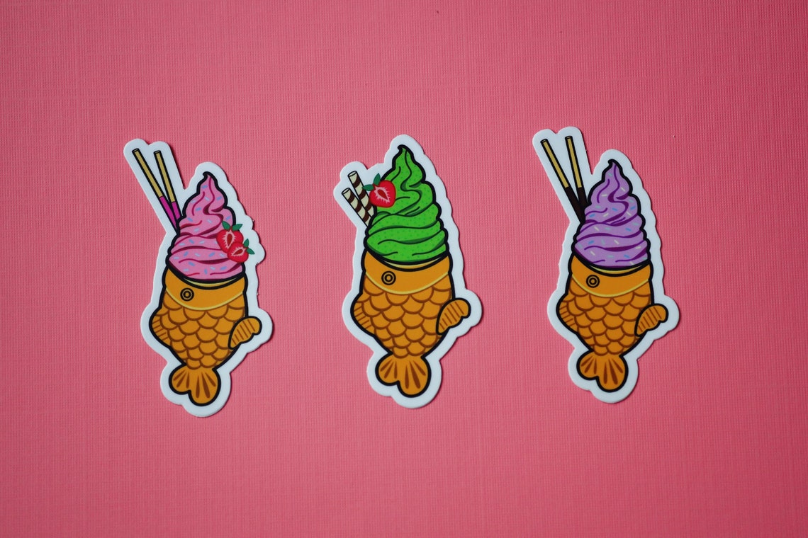 Taiyaki Vinyl Sticker | Japanese Dessert, Kawaii Food Decal - Etsy