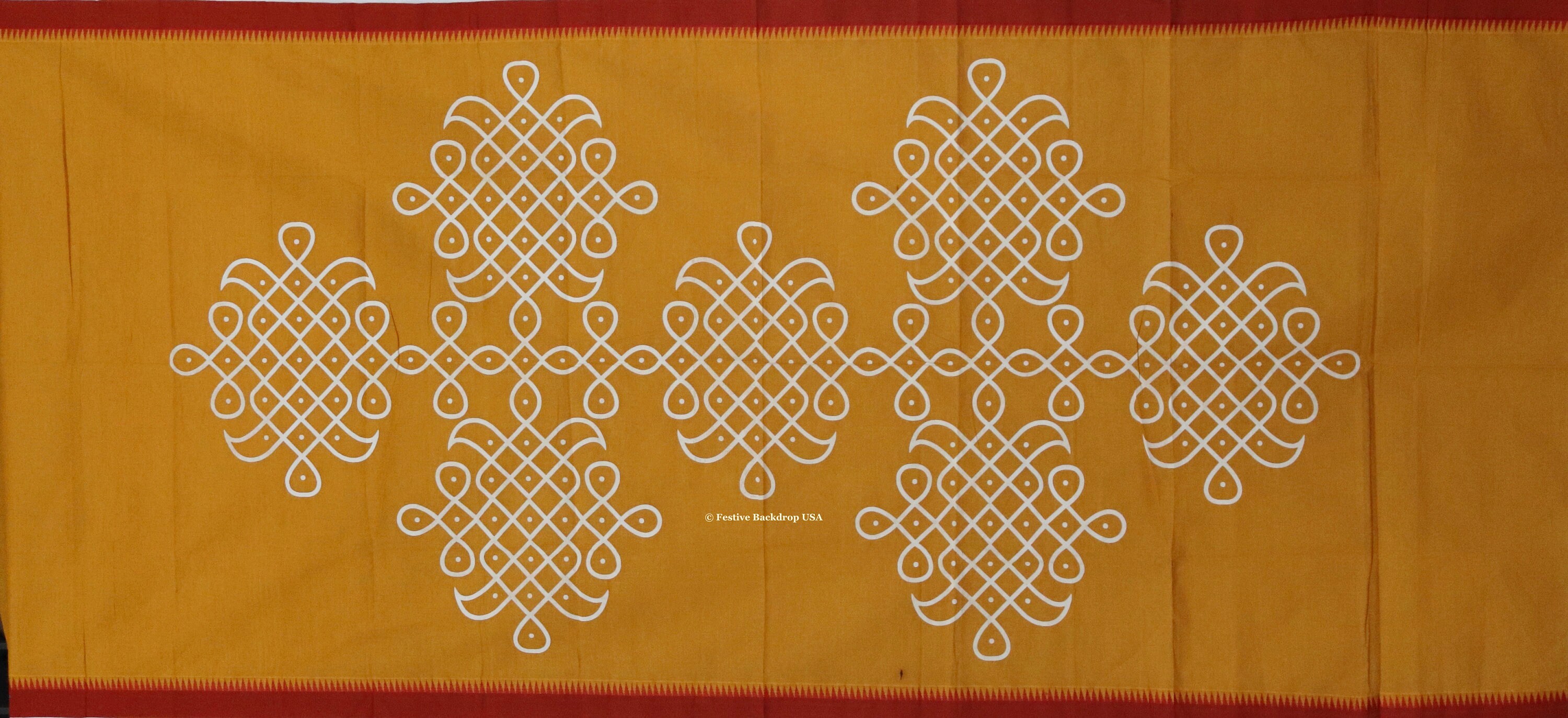 Buy Ganga Mustard Yellow Kolam Backdrop Fabric /festive Online in India ...