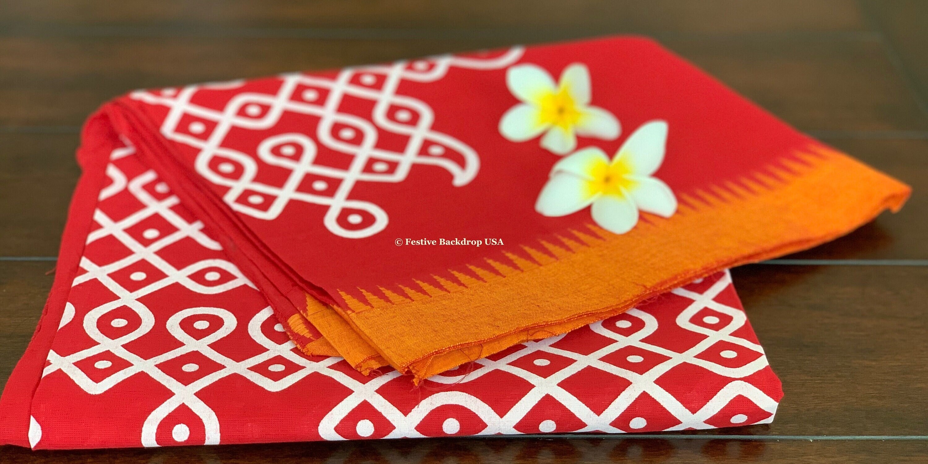 Krishna Red Kolam Backdrop Fabric /festive Decor/south Asian Decor ...