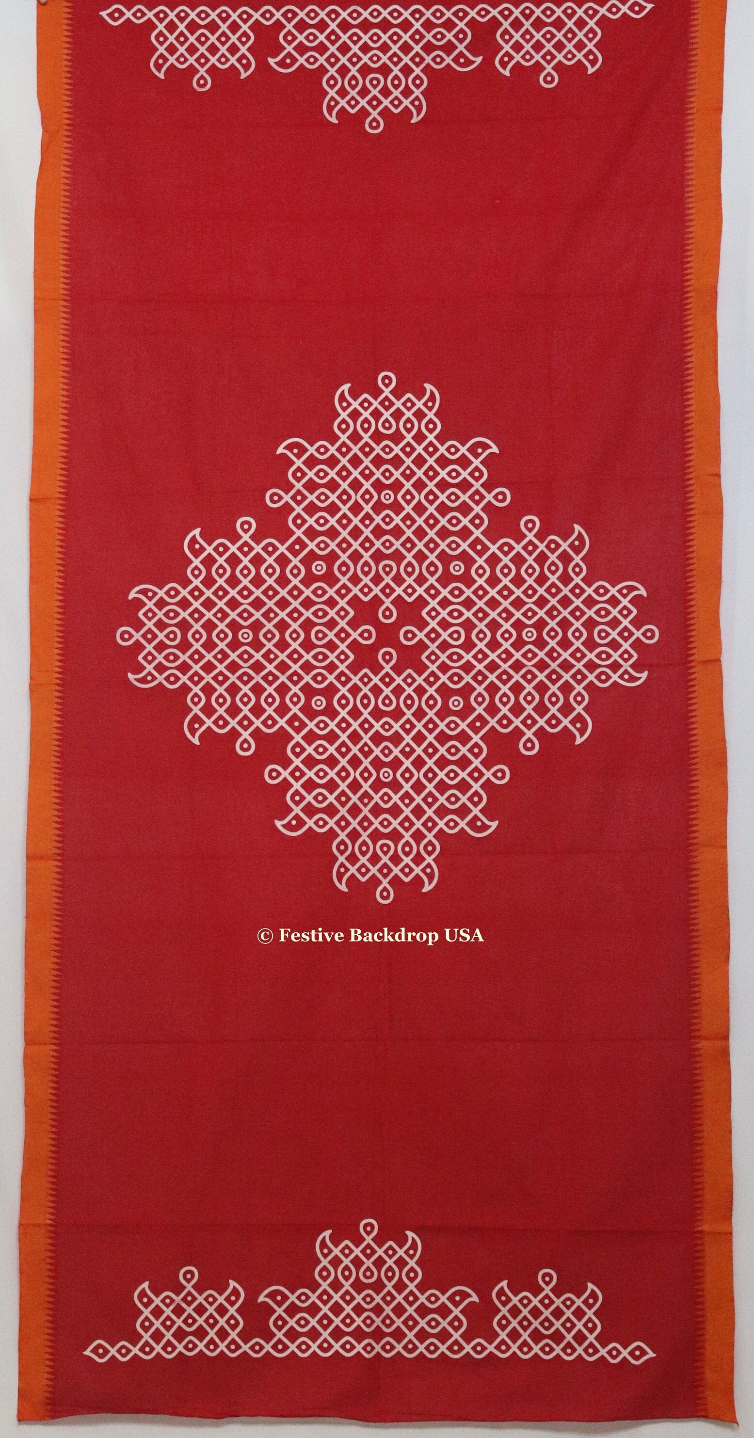 Krishna Red Kolam Backdrop Fabric /festive Decor/south Asian Decor ...