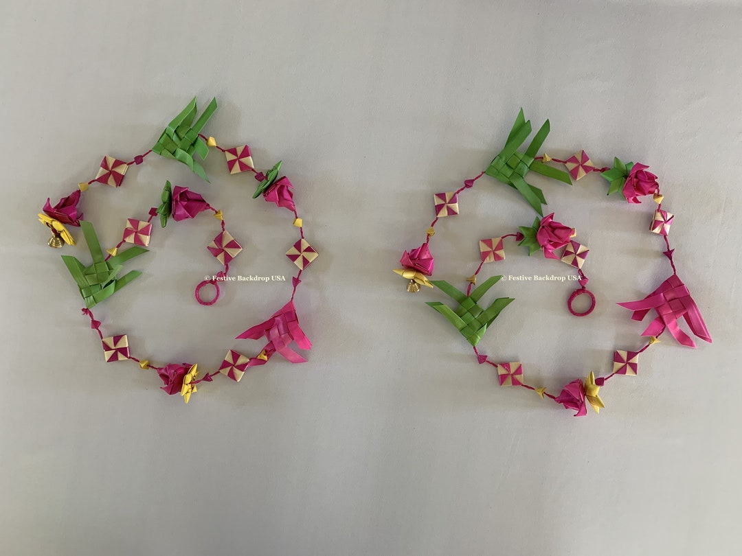 Pink & Green Fish Palm Leaf Strings Wall Decor/festive Decor/south ...