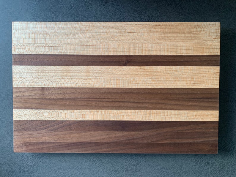 Triple Walnut Stripe Wood Cutting Board - Etsy