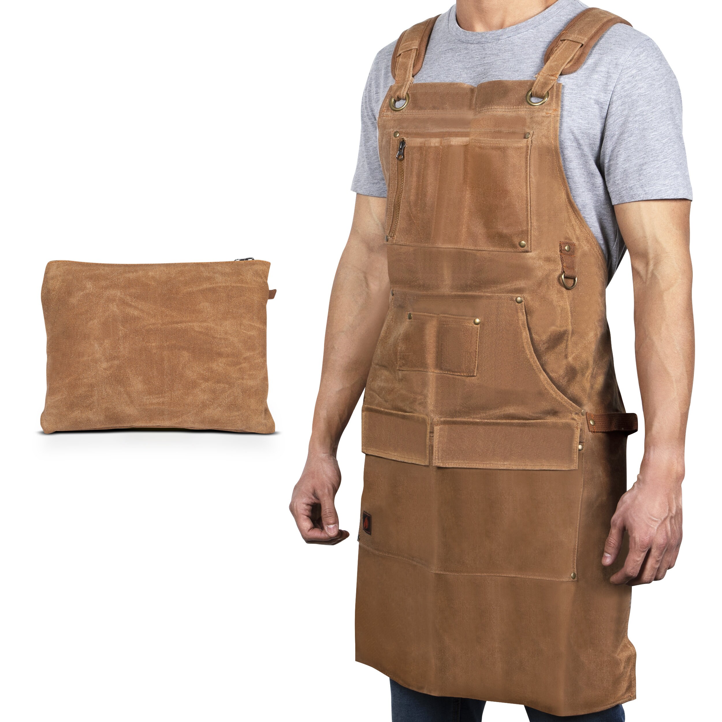Woodworking Apron 16 Oz Waxed Canvas Work Apron With Zippered Canvas ...