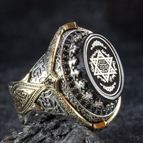 King Solomon's Seal Engraved Silver Ring and Bracelet - Etsy