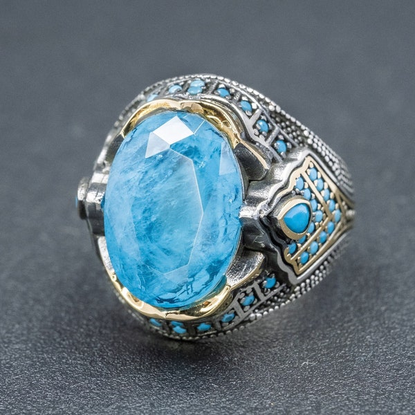 Mens Blue Gemstone Ring - Etsy UK