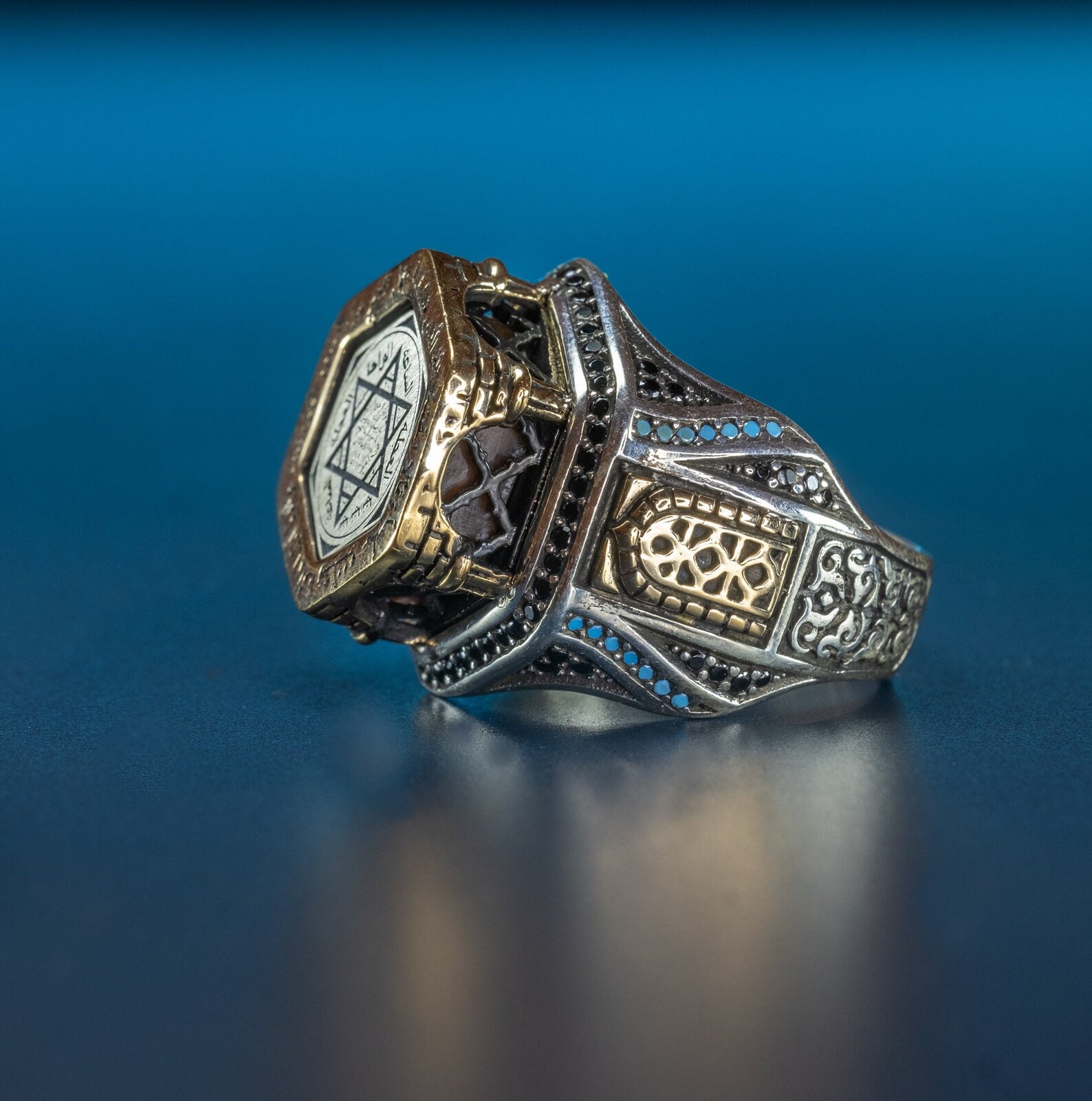 King Solomon Magic Ring Solomon Seal Ring Sterling Silver - Etsy