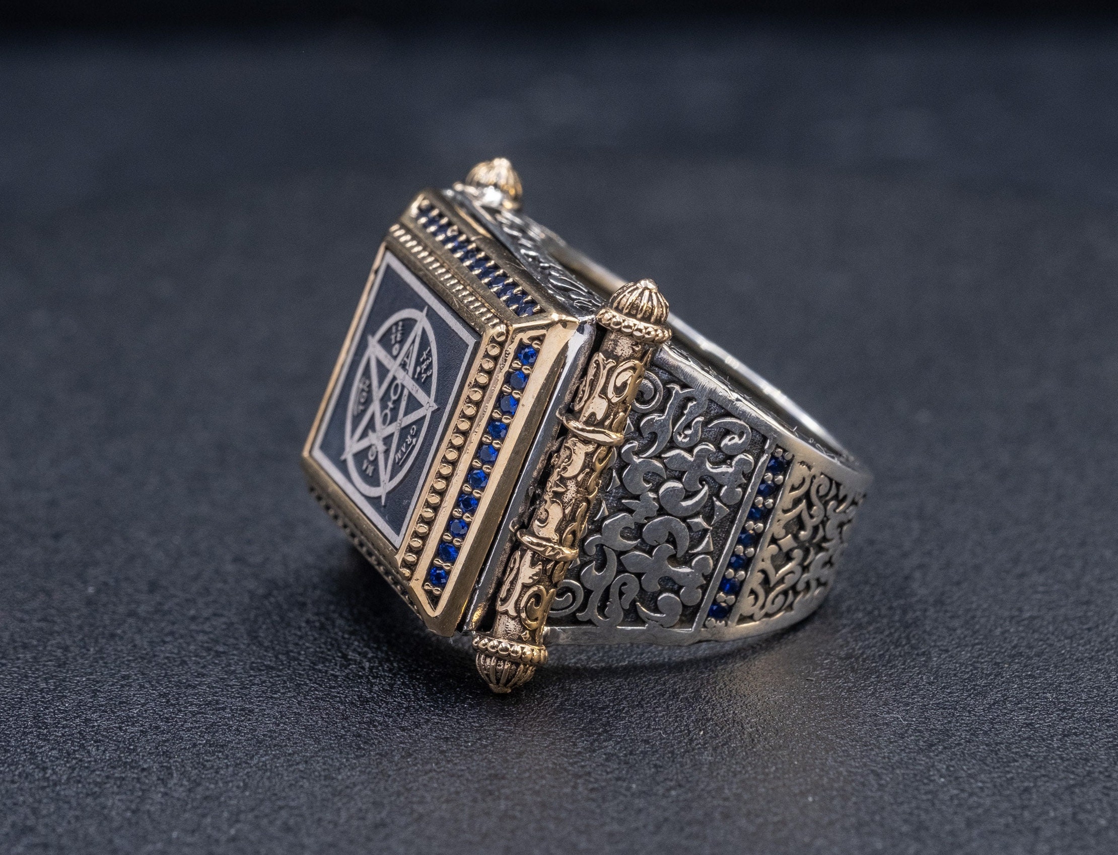 Tetragrammaton Rings Pentagram Ring Protection Jewelry - Etsy