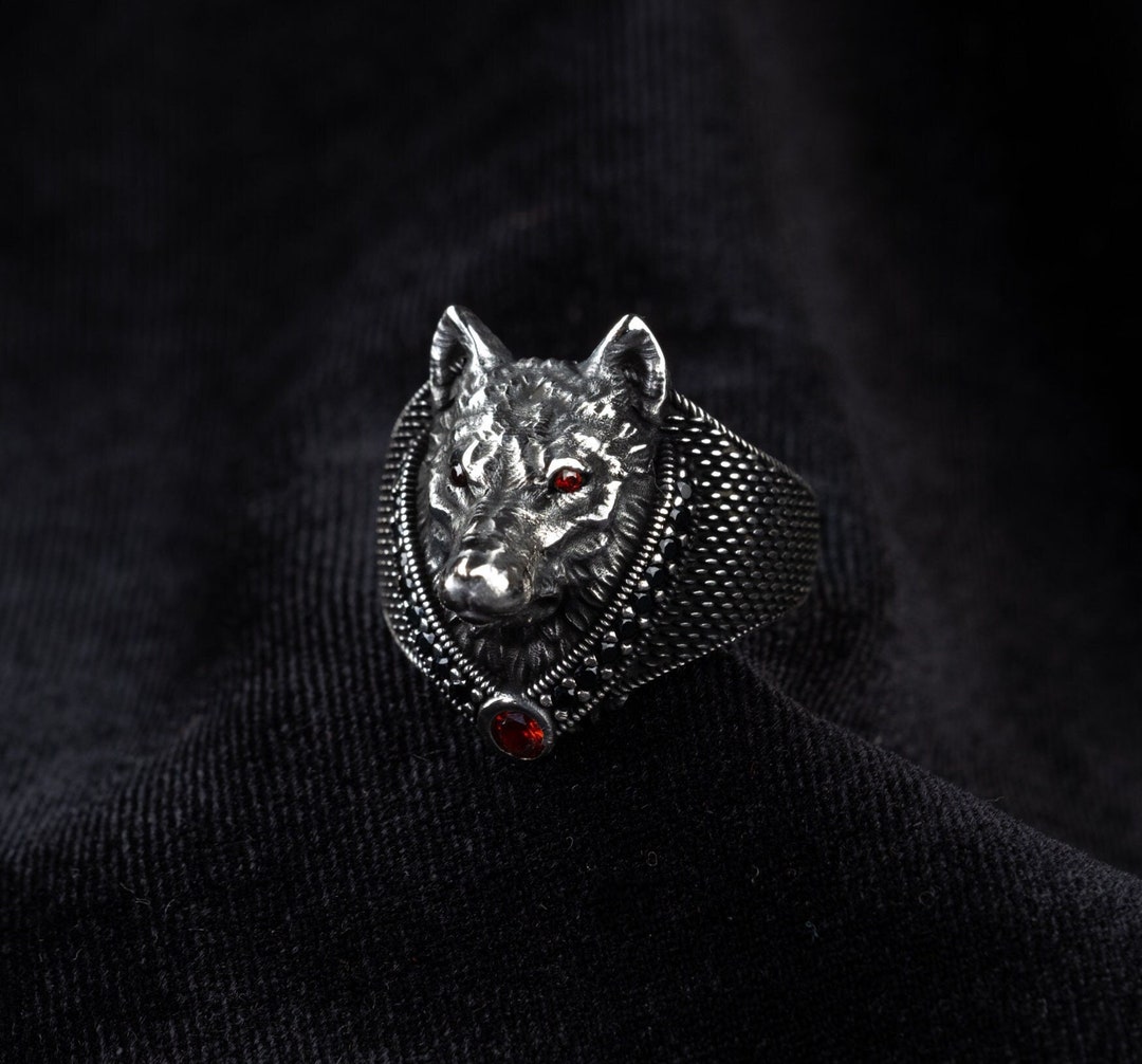 Silver Wolf Ring , Men Wolf Ring , Animal Ring , Wolf Head Ring ...