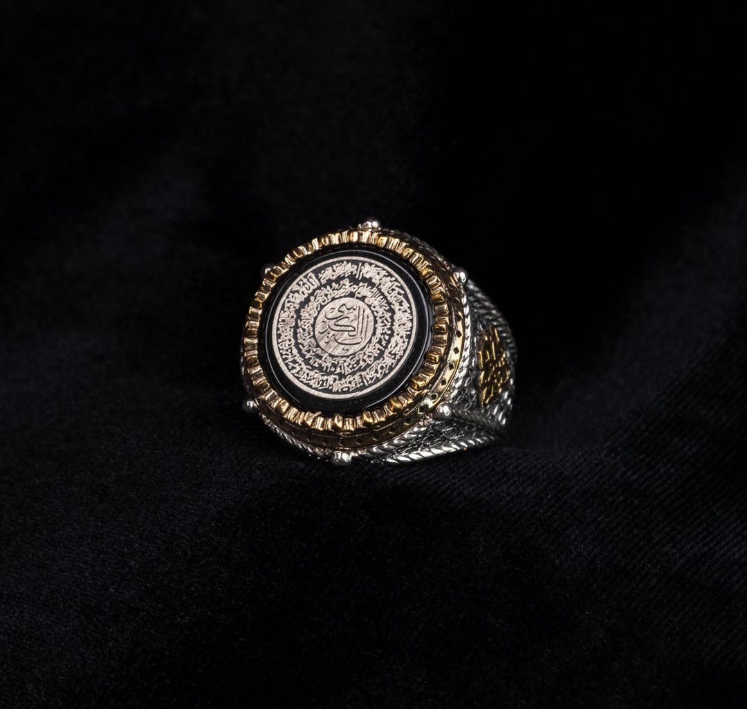 Ayatul Kursi Ring in Arabic Calligraphy – Handmade 925 Sterling Silver ...