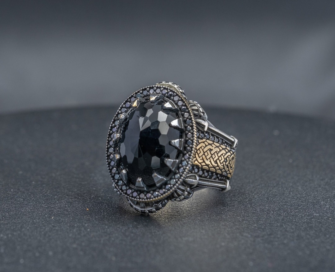 Handmade Sterling Silver Black Onyx Ring, Gift for Dad - Etsy