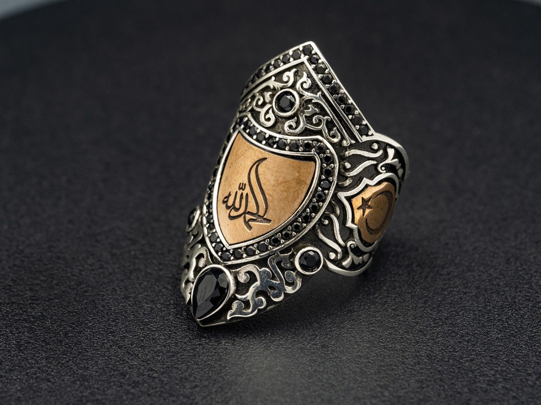 Custom Archery Thumb Ring With Onyx Gemstones , Silver Thumb Ring ...