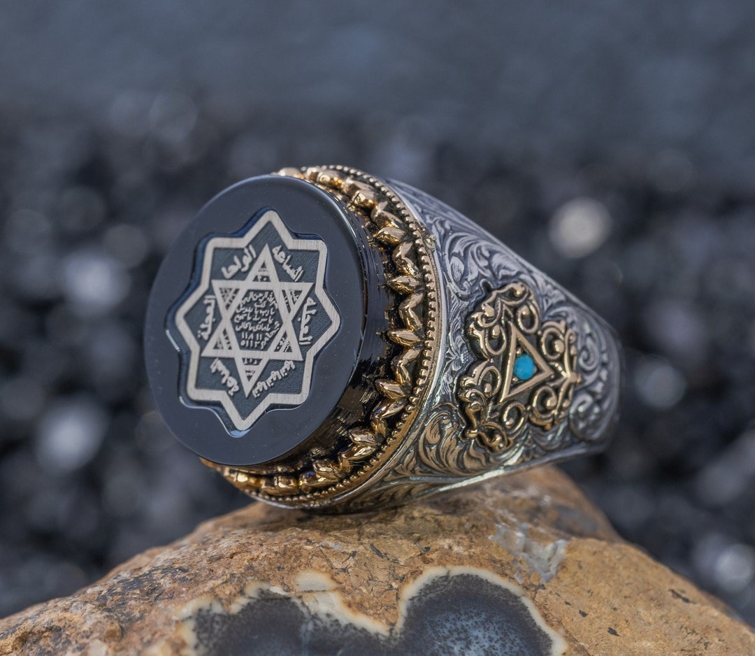 Secret Seal of Solomon Ring Engraved on Onyx Gemstone , King Solomon ...