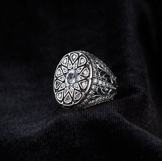 Men s diamond ring Diamond ring men April birthstone ring April birthstone jewelry Gift for husband Rings for men unique