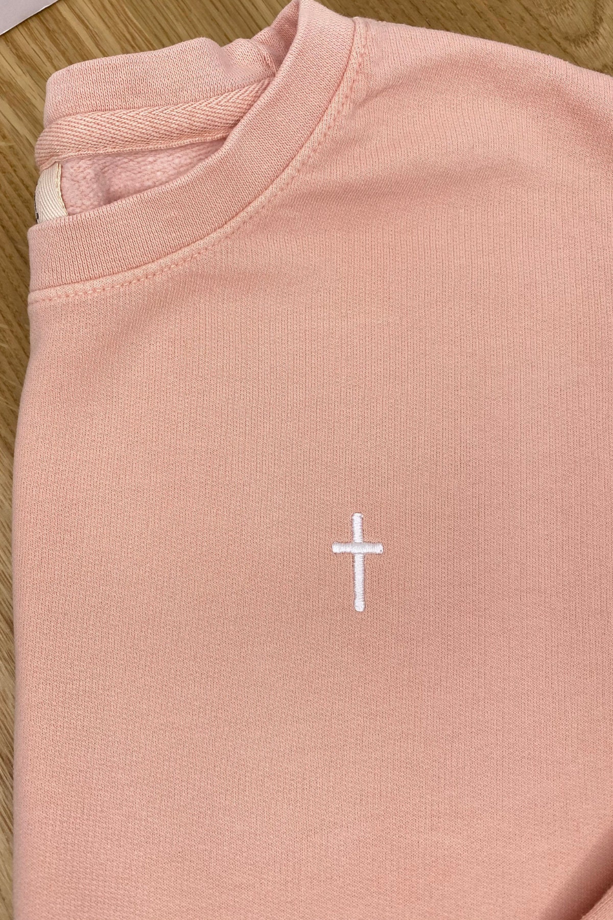 Custom Cross Sweatshirt With Sleeve Embroidery Be Strong and Courageous ...