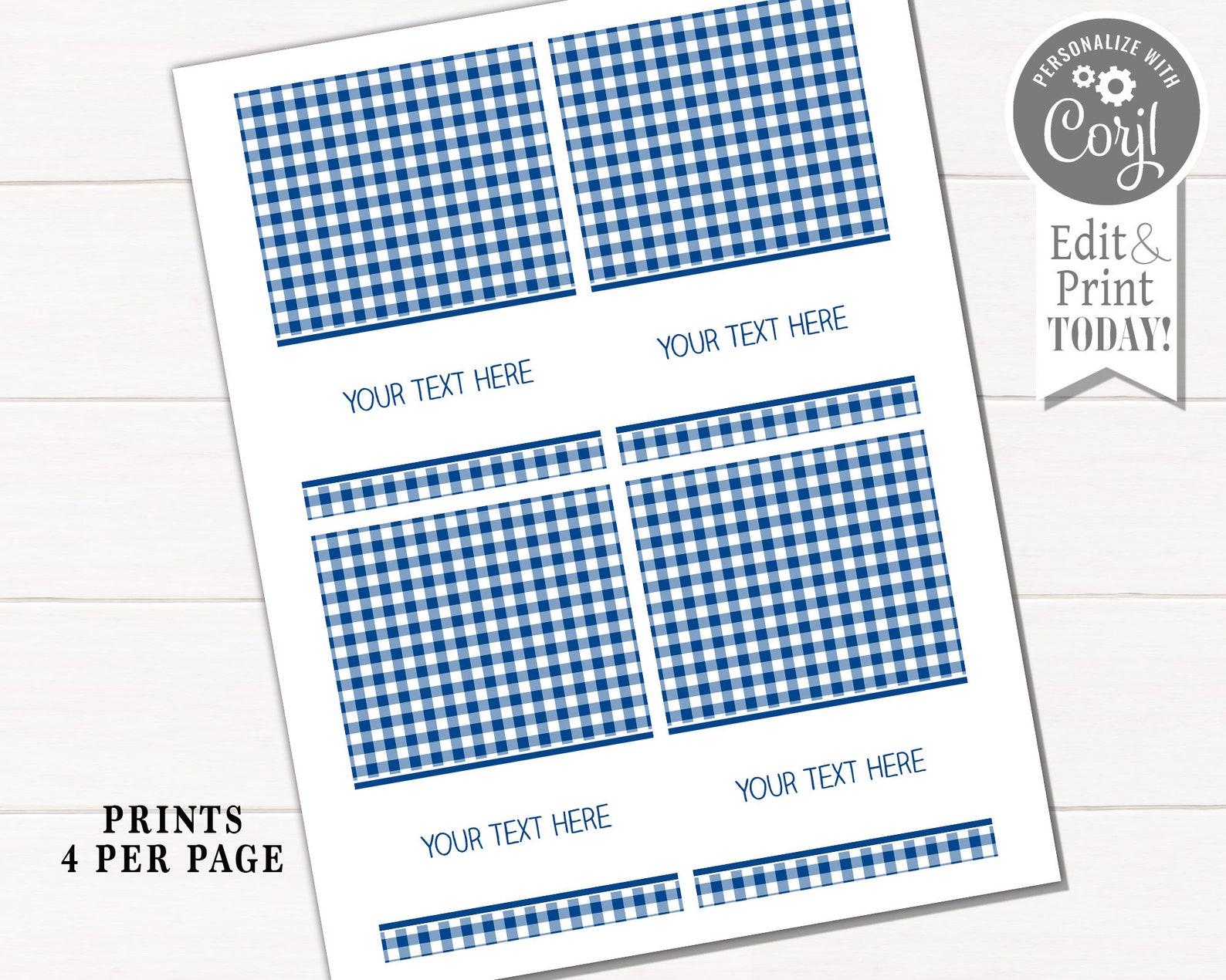 Blue Table Tent Label, Food Label, Blue Gingham, Editable Table Tent ...