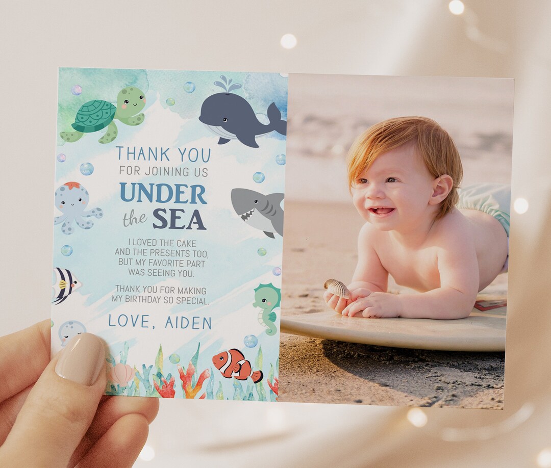 Ocean Thank You Note Printable Template 4.25 X 5.5 Inches Ocean Animals ...