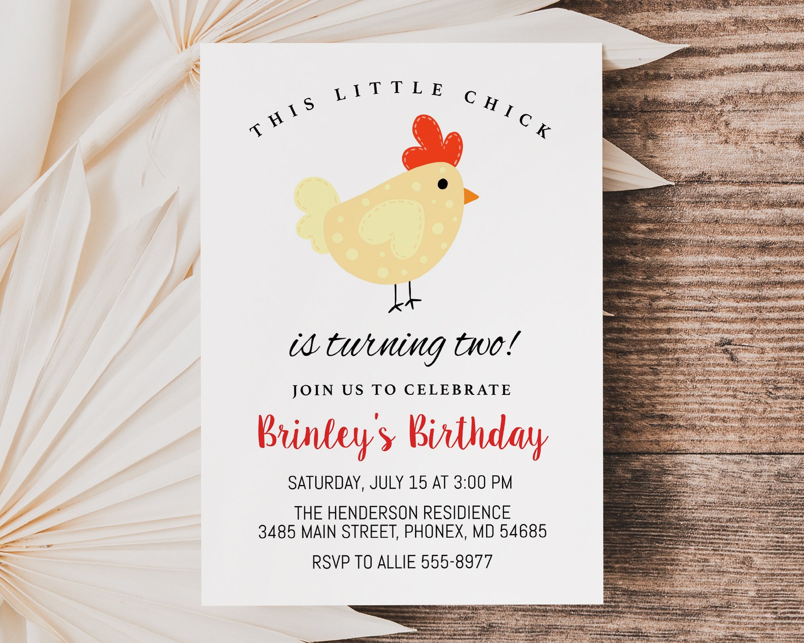 Chicken Birthday Invitation, Girl, Editable, Farm Party Invite Turning ...