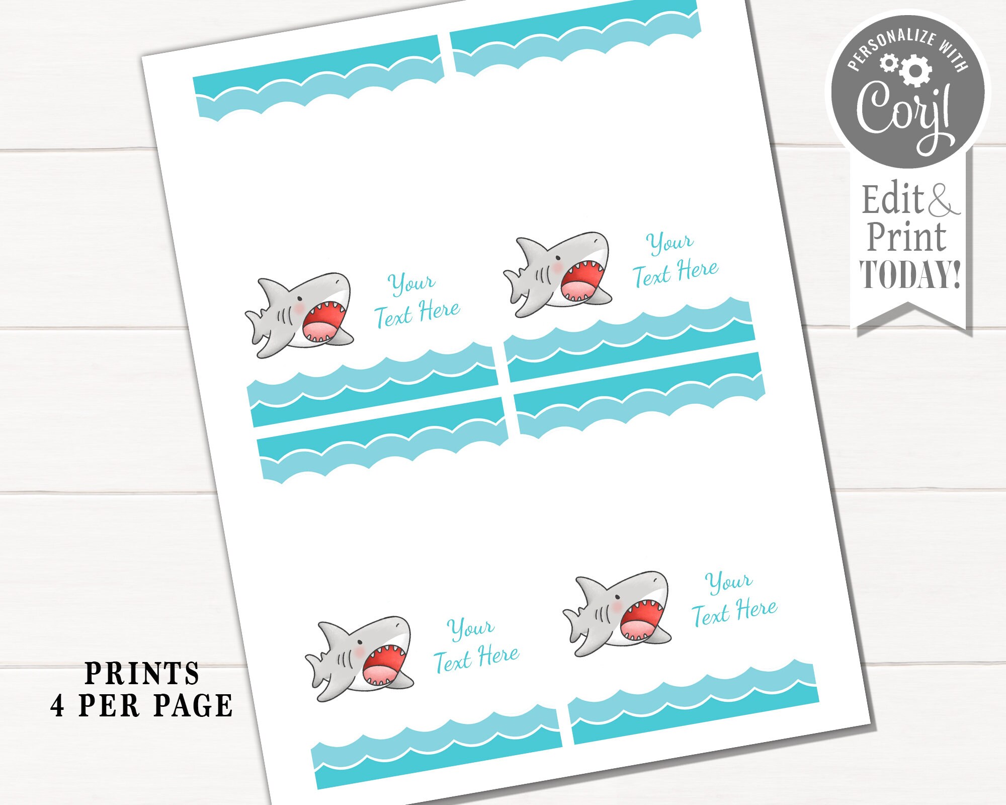 Cute Shark Table Tent Label, Shark Party, Food Tent, Boy, Food Label ...