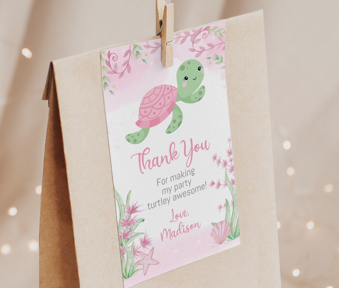 Sea Turtle Favor Tags Template, Editable, Digital You-print Hang Tag ...
